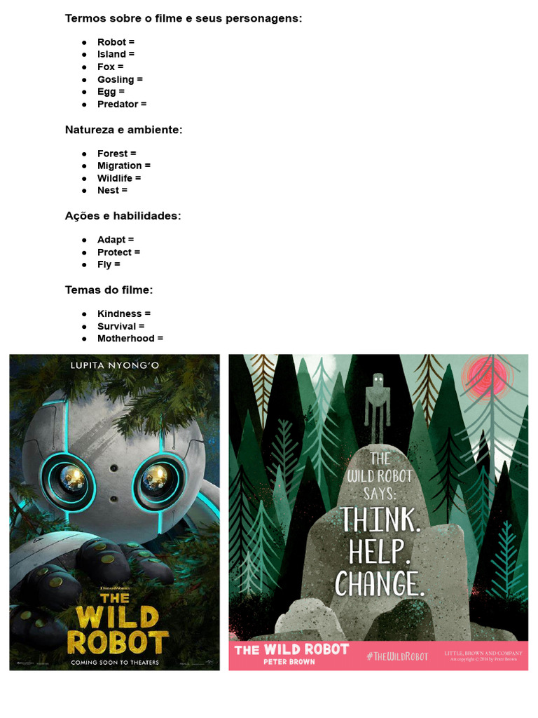 Temas e Personagens de The Wild Robot | PDF