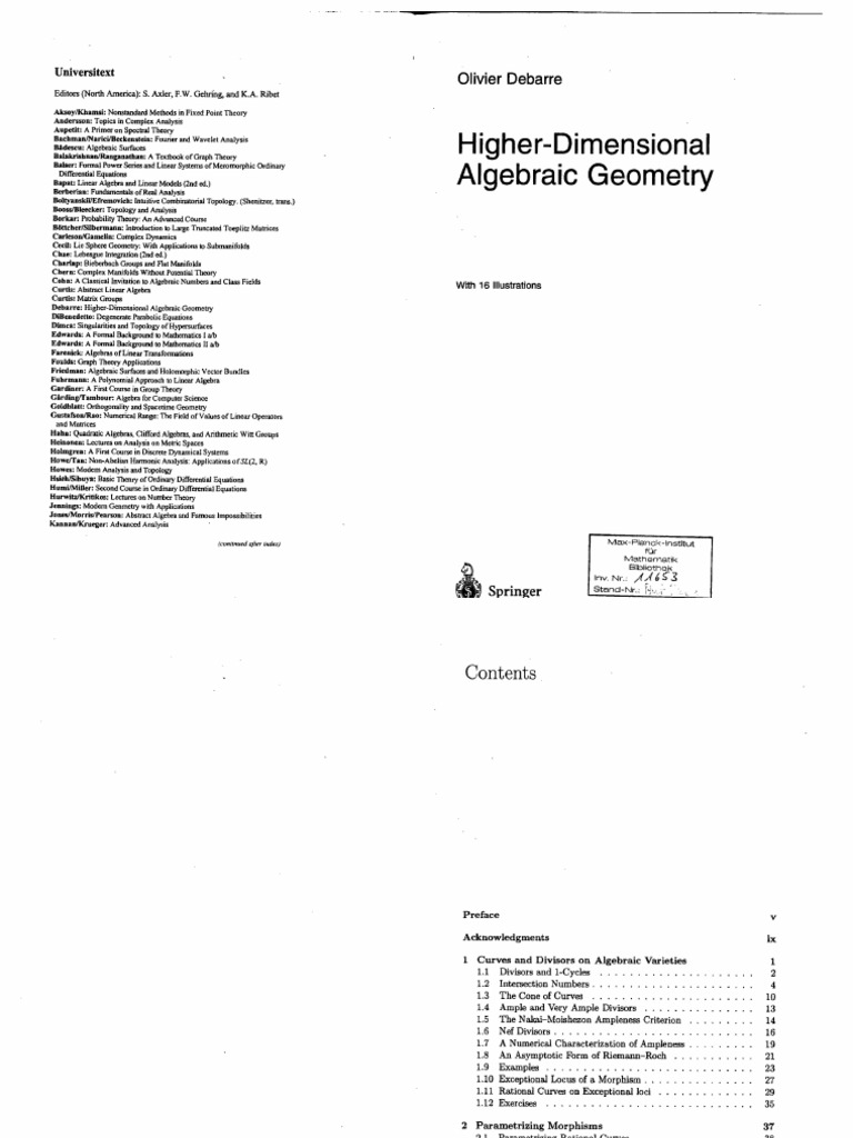 Debarre O. Higher-dimensional algebraic geometry (Springer)(L)(T)(126s)_MAg_ | PDF