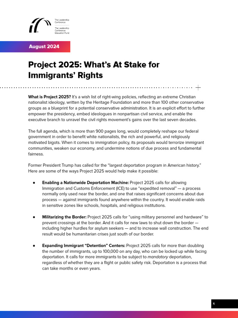 Project 2025: Impact on Immigrant Rights | PDF | Immigration | Human ...