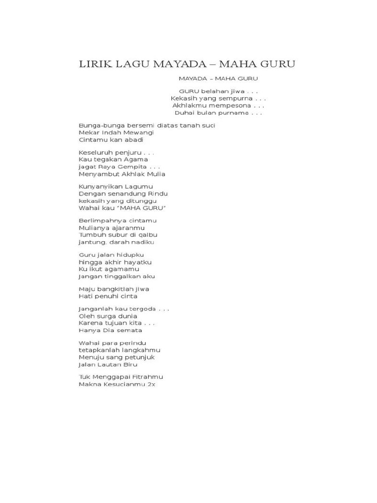 LIRIK LAGU MAN ANA | PDF