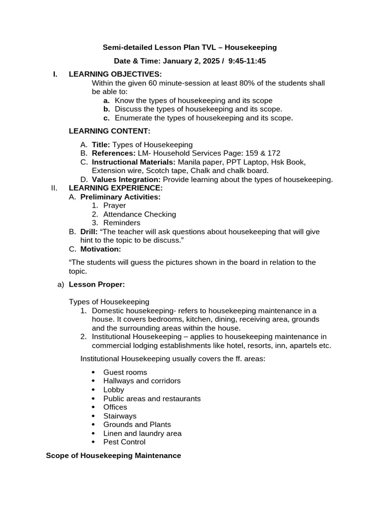 Lesson 1 Hotel Codes, Rules and Regulations | PDF | Housekeeping