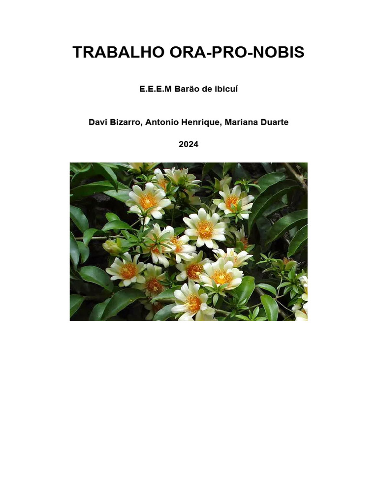Cópia de TRABALHO ORA-PRO-NOBIS | PDF | Agricultura