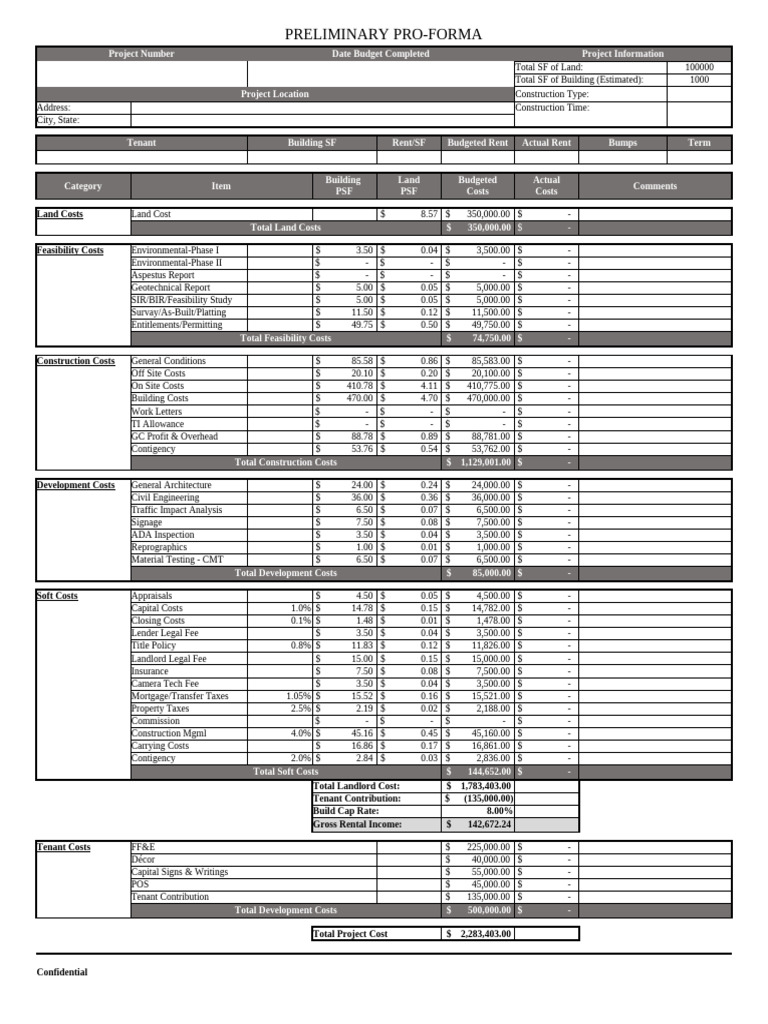 Template 05 Project Preliminary Pro-Forma | PDF | Economies | Real ...