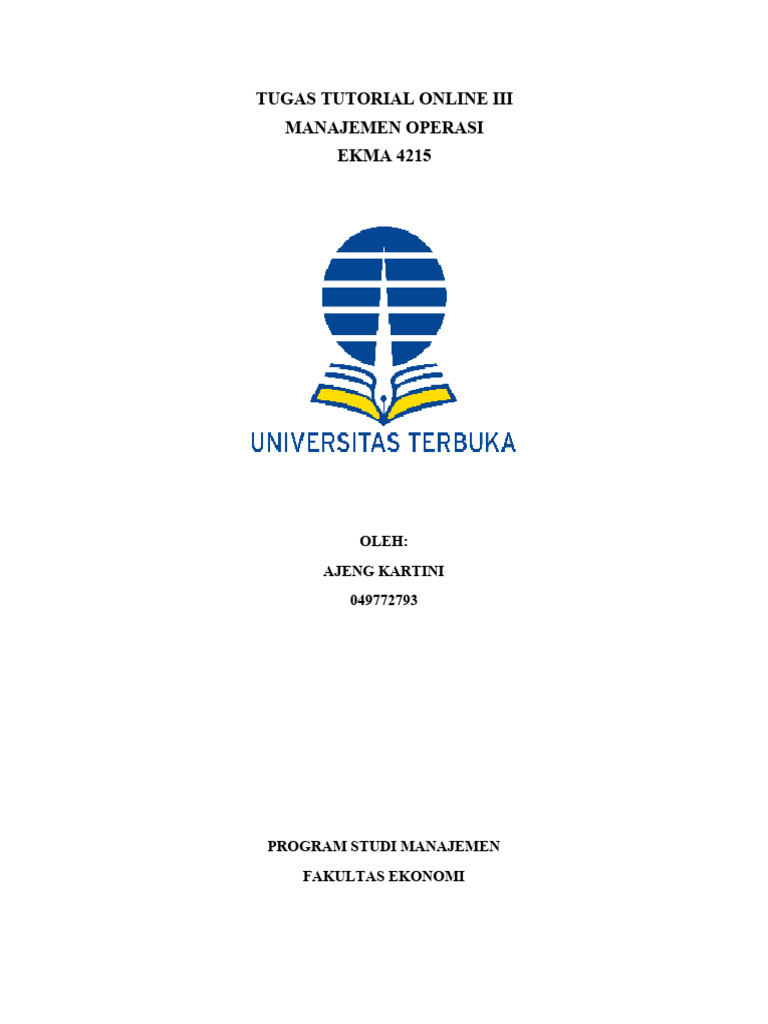 Ajeng Kartini - Tugas 3 Manajemen Operasi Ekma4215 | PDF