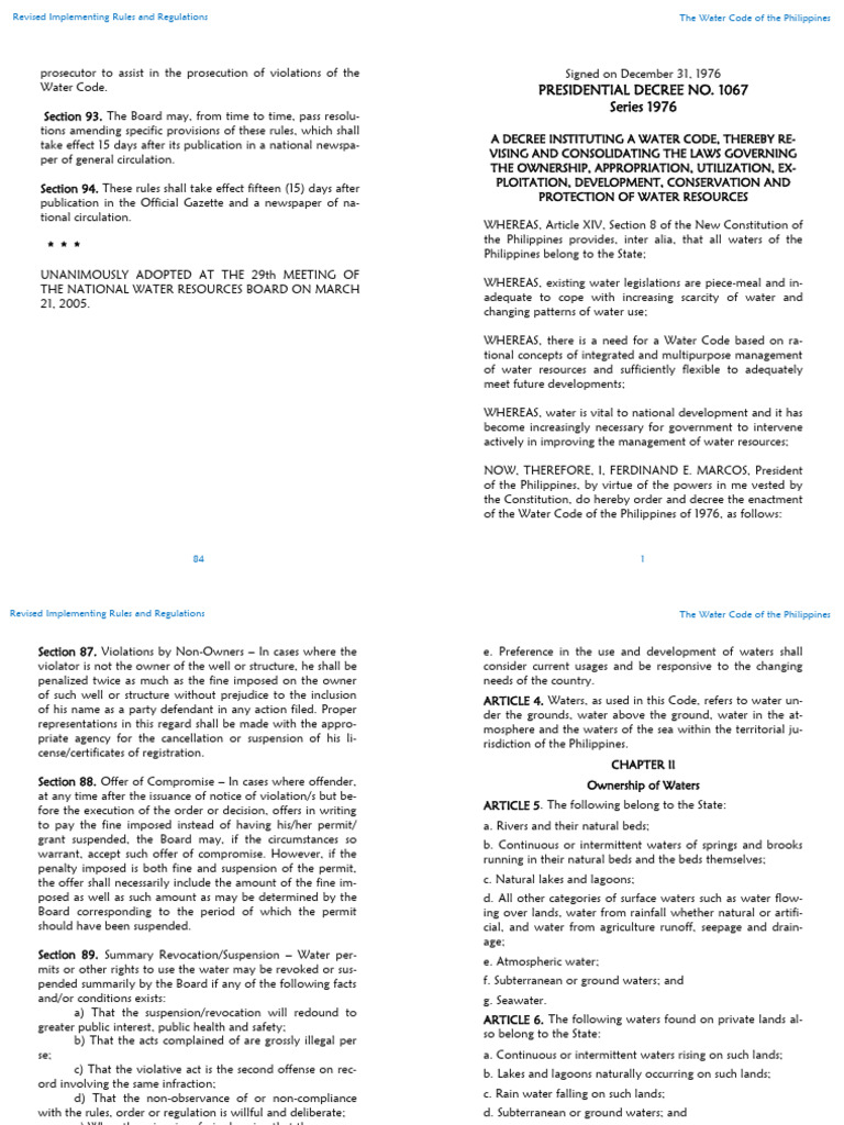 Presidential Decree No. 1067 Series 1976 | PDF | Flood | Groundwater