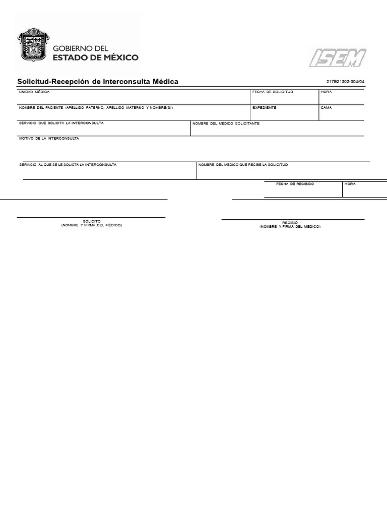 Formato de Interconsulta Médica ISEM | PDF