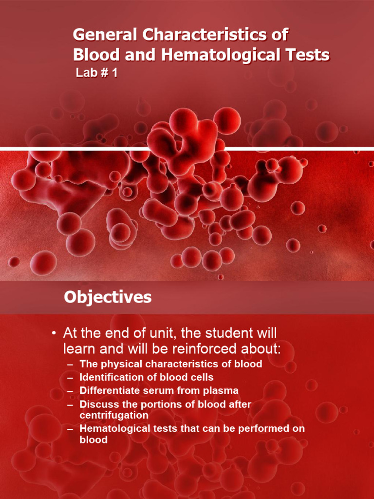 CHP 1 - General Characteristics of Blood and Tests | PDF | Coagulation ...