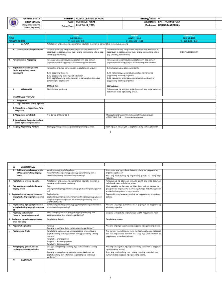 Grade-5-Epp-Agri-Dll WEEK 2 | PDF