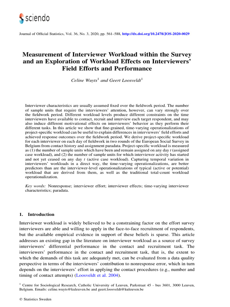 Wuyts, Loosveldt_2020_Measurement of interviewer workload within the survey and an exploration ...