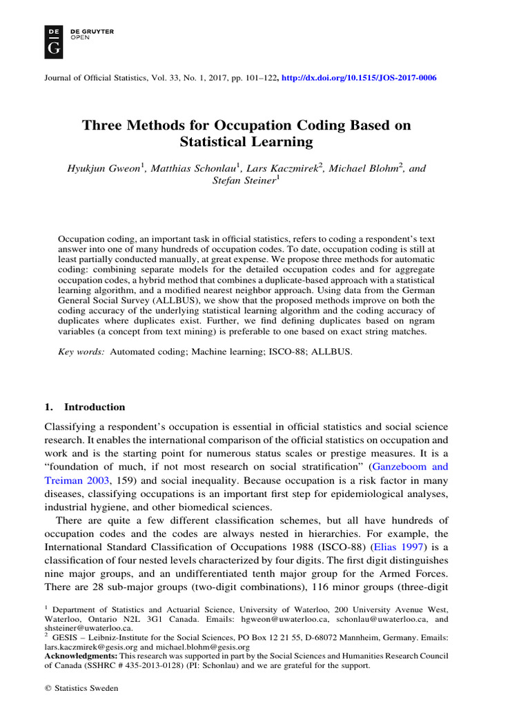 Gweon Et Al. - 2017 - Three Methods For Occupation Coding Based On ...