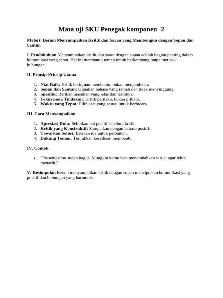 Mata Uji SKU Penegak Komponen 2 | PDF