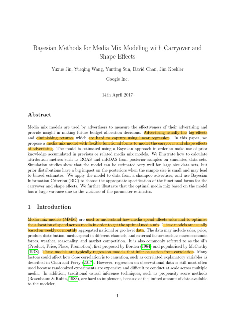Bayesian Methods for Media Mix Modeling With Carryover and Shape ...