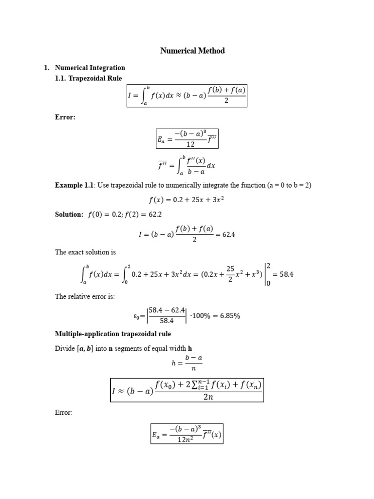 Numerical Method-trang-1 | PDF | Numerical Analysis | Integral