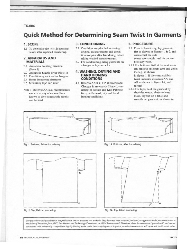 AATCC TS-004 - Quick Method For Determining Seam Twist in Garments | PDF