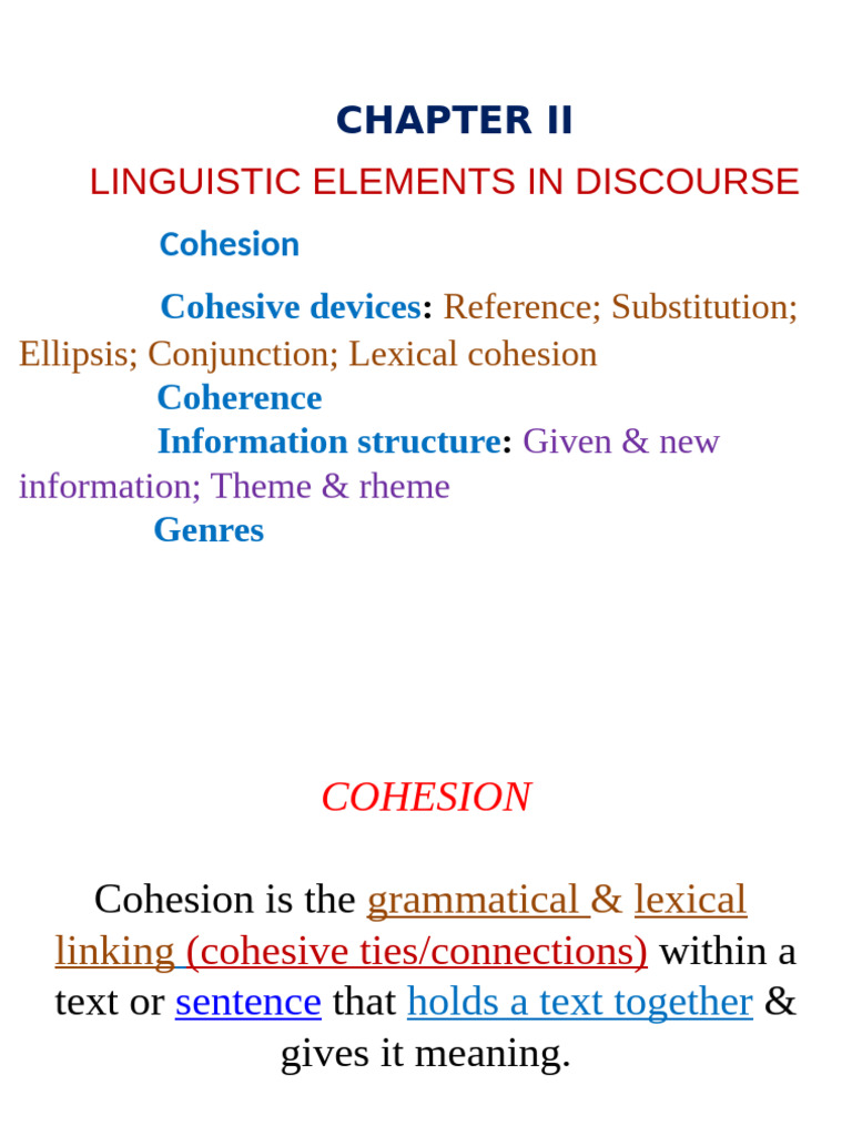 Cohesion and Coherence in Discourse | PDF | Syntax | Language Mechanics