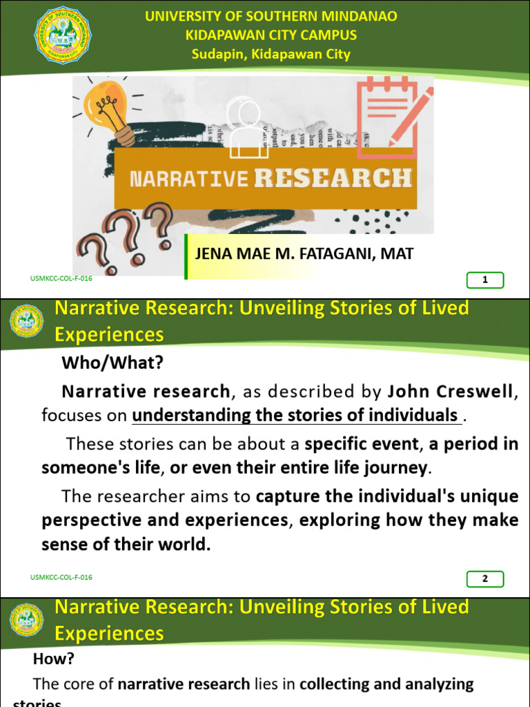 Narrative Research - Fatagani | PDF | Psychology | Liberal Arts Education
