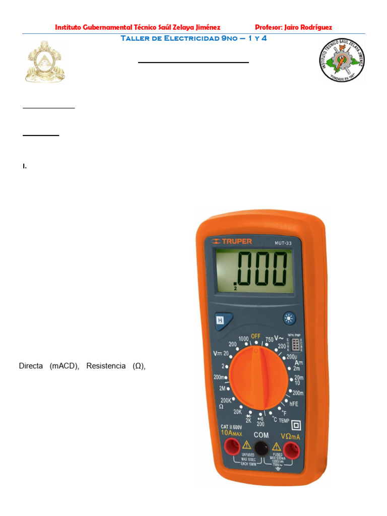 El Multímetro Digital | PDF | Corriente eléctrica | voltaje