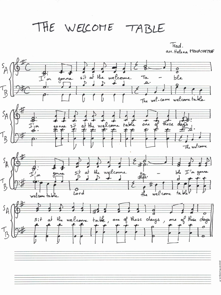Welcome Table Partition SATB | PDF
