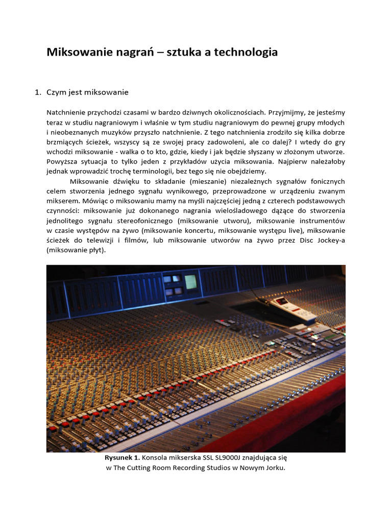 Miksowanie Nagrań Sztuka A Technologia | PDF