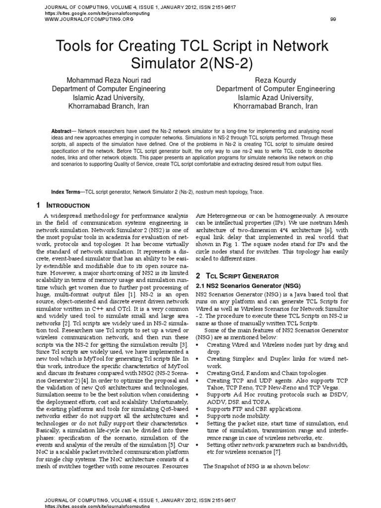 Tools For Creating TCL Script in Network Simulator 2 (NS-2) | PDF ... Tools For Creating TCL Script in Network Simulator 2 (NS-2) | PDF ...