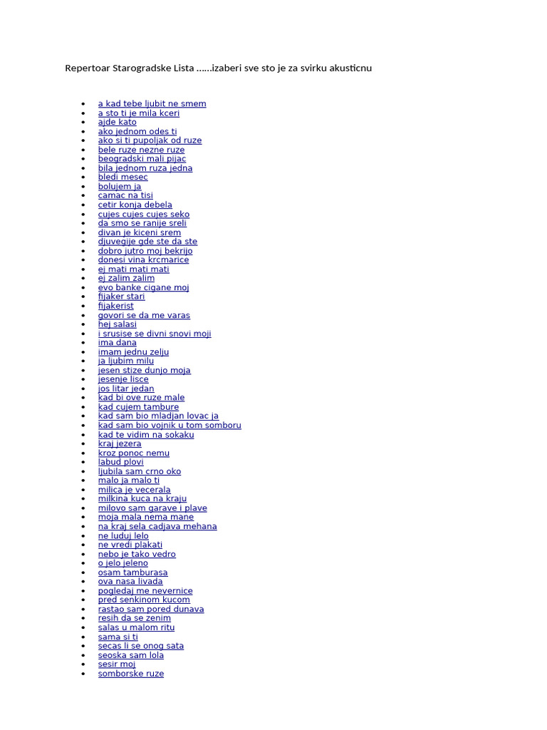 Repertoar Starogradske Lista | PDF