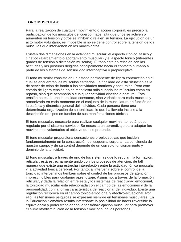 Tono Muscular | PDF | Músculo | Anatomía