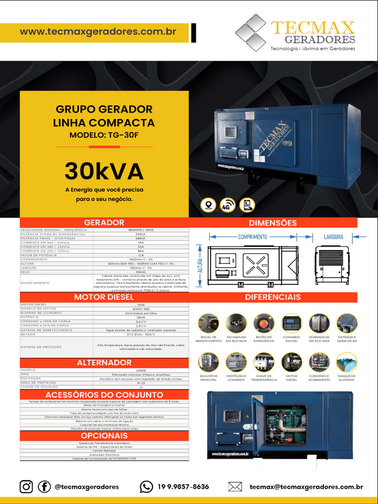 Gerador Diesel Tecmax TG-30F | PDF | Engenharia Elétrica