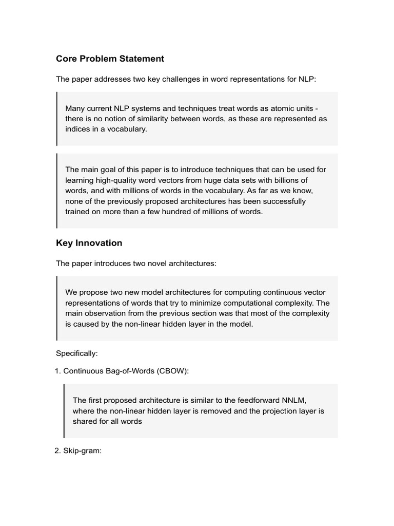 word2vec_summary | PDF | Cognition | Computational Neuroscience