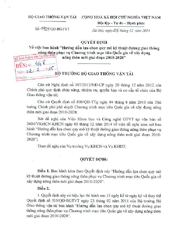 QĐ 4927 - Đư NG GTNT | PDF