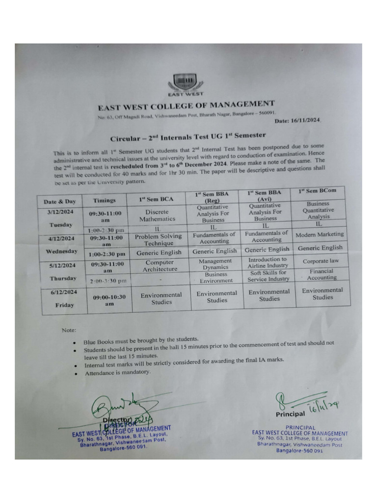 Revised UG time table | PDF