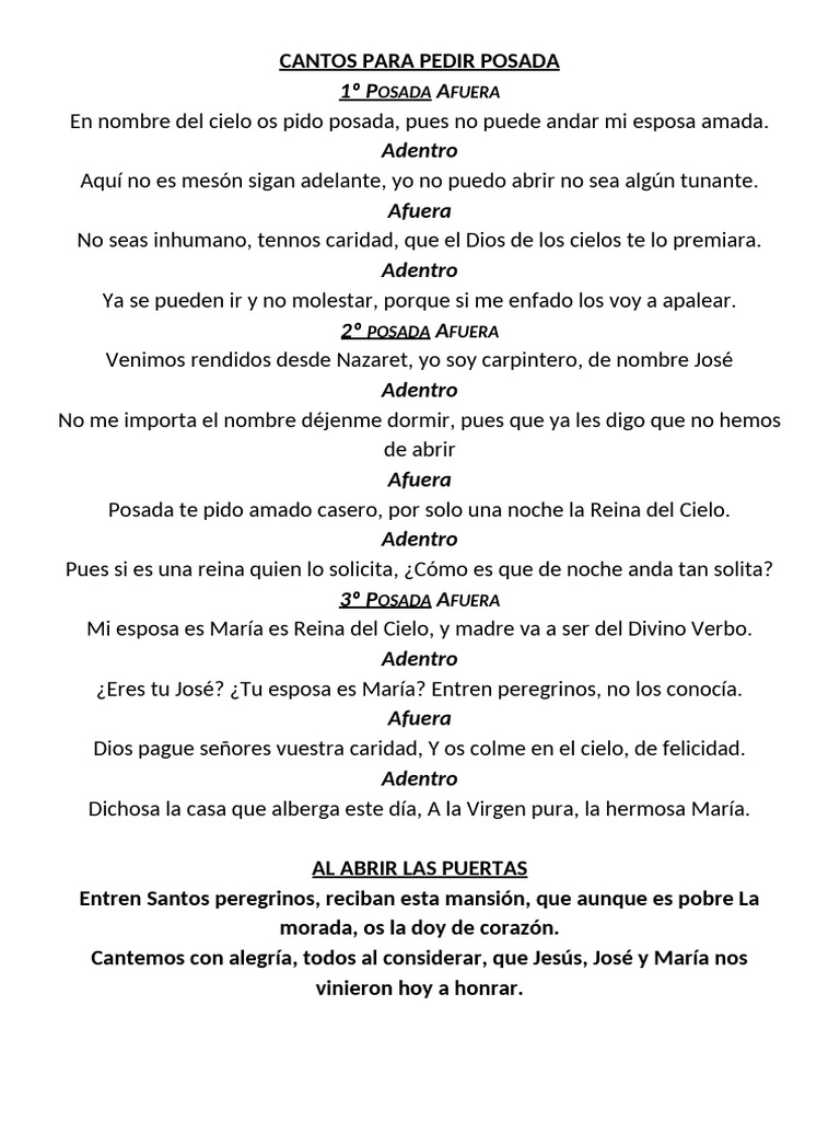 CANTOS PARA PEDIR POSADA | PDF