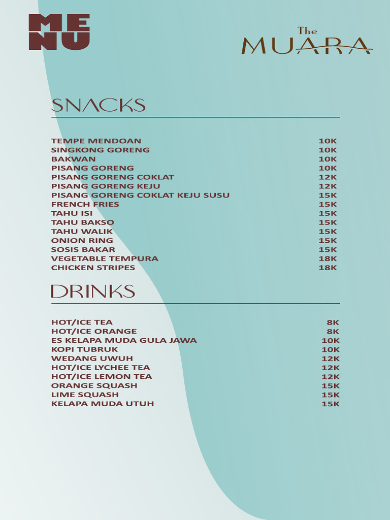 Menu The Muara 02062023 New | PDF