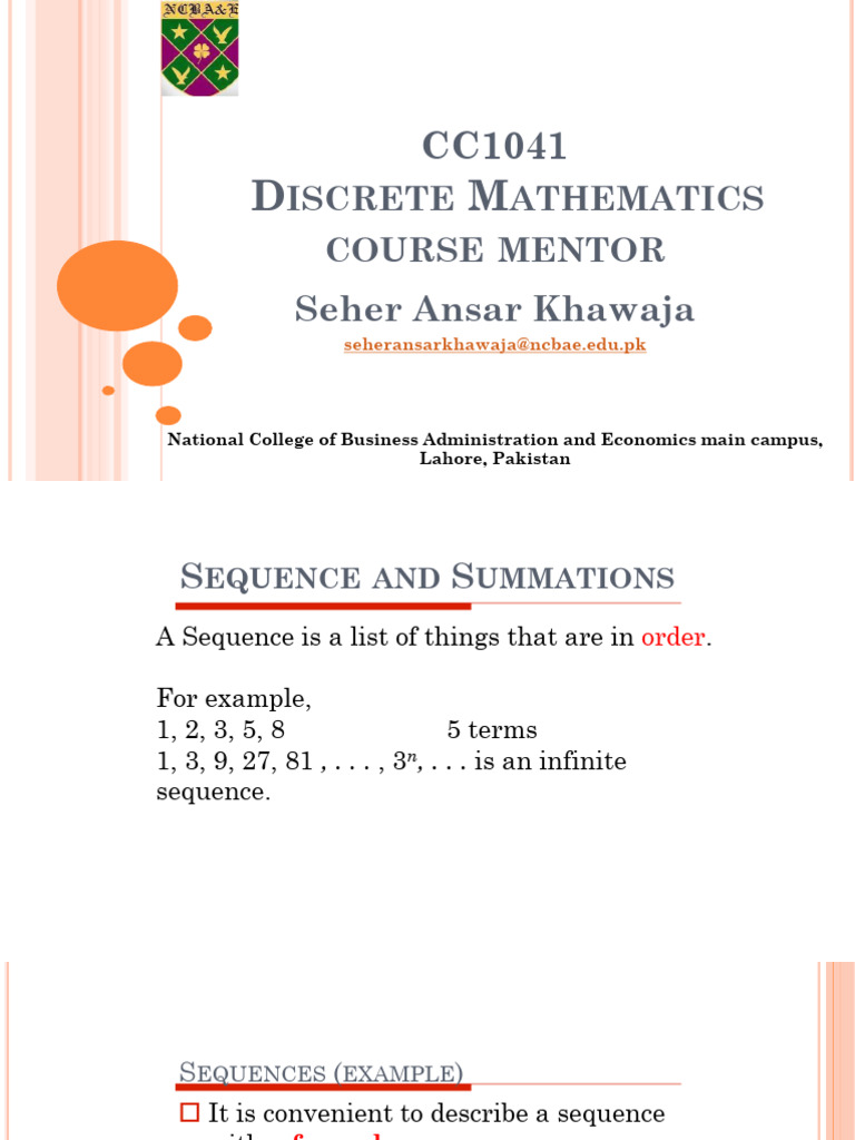 Discrete Math: Sequences & Summations | PDF | Summation | Arithmetic
