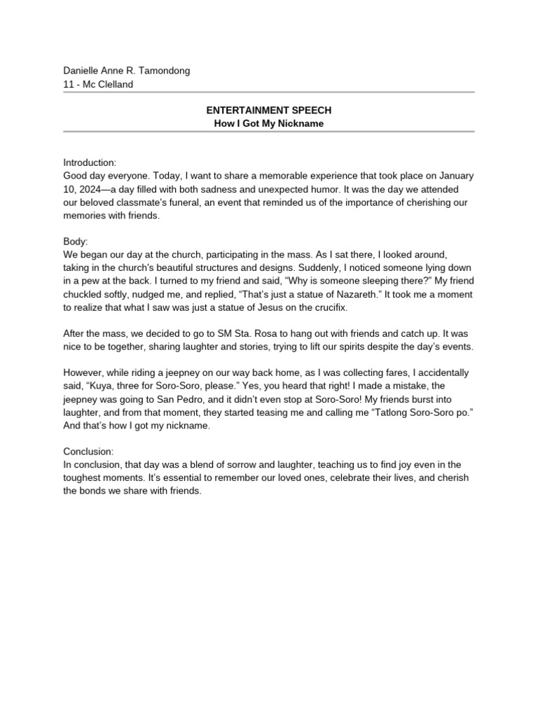 Entertainment speech | PDF