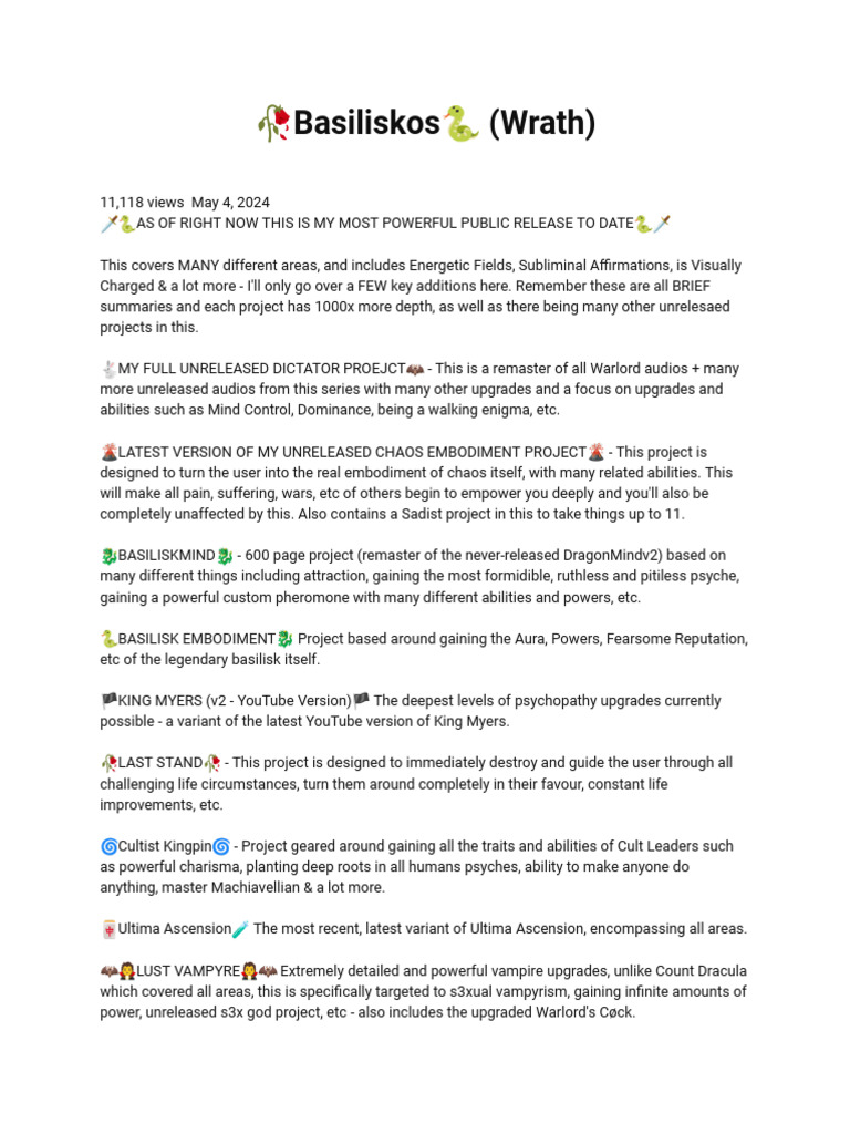 Powerful Basiliskos Energy Field | PDF | Hair Loss | Human ...