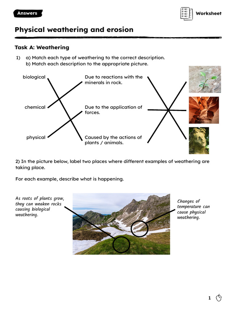 worksheet-answers | PDF | Weathering | Water