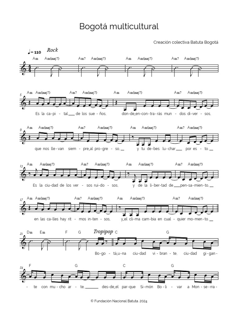 Canción A Bogotá Partitura | PDF