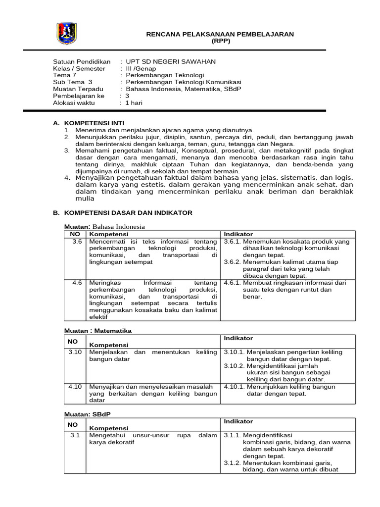 RPP K3 T7 ST3 P3 - Sunarto | PDF
