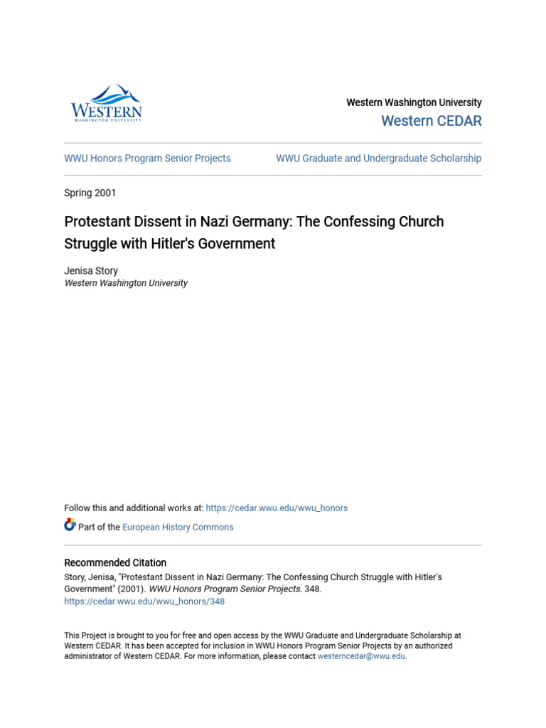 Protestant Dissent in Nazi Germany_ The Confessing Church Struggl | PDF ...