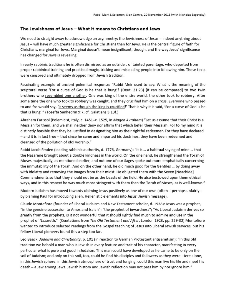 The Jewishness of Jesus Mark Solomon | PDF | Jesus | Messiah