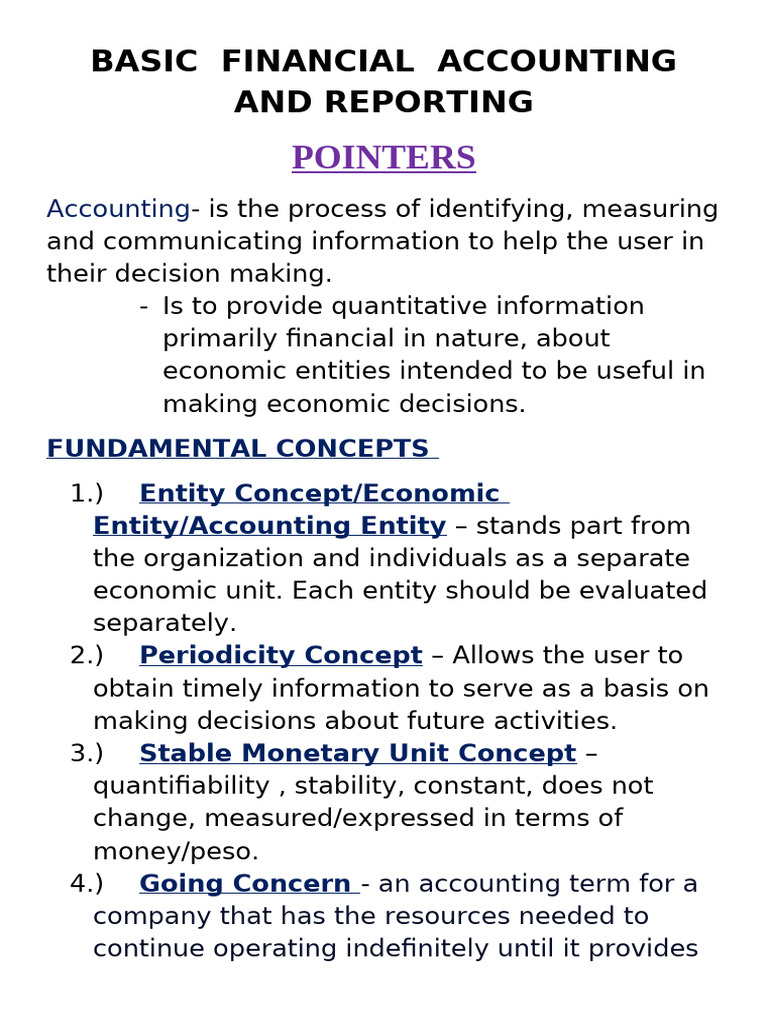 Basic Financial Accounting and Reporting Pointers | PDF | Balance Sheet ...