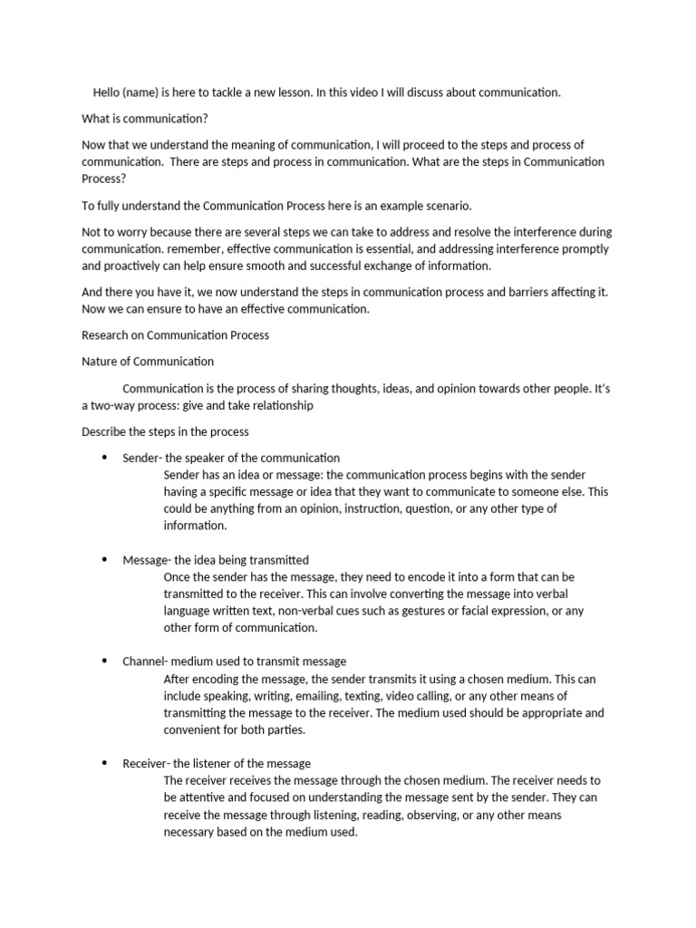 Research On Communication Process | PDF | Communication | Nonverbal ...