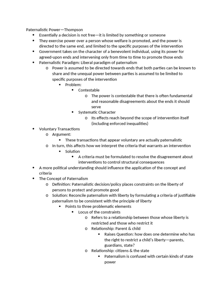Understanding Paternalistic Power Dynamics | PDF | Liberty | Property