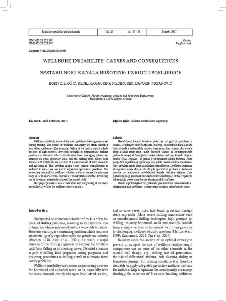 Causes of Wellbore Instability | PDF | Stress (Mechanics) | Borehole