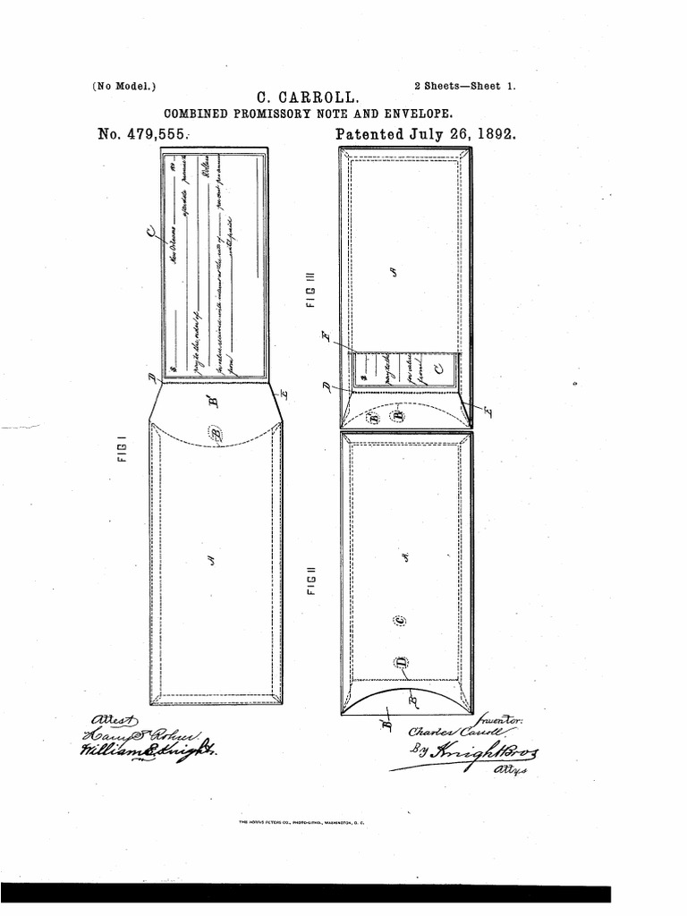 Combined Promissory Note Envelope Patent | PDF | Envelope