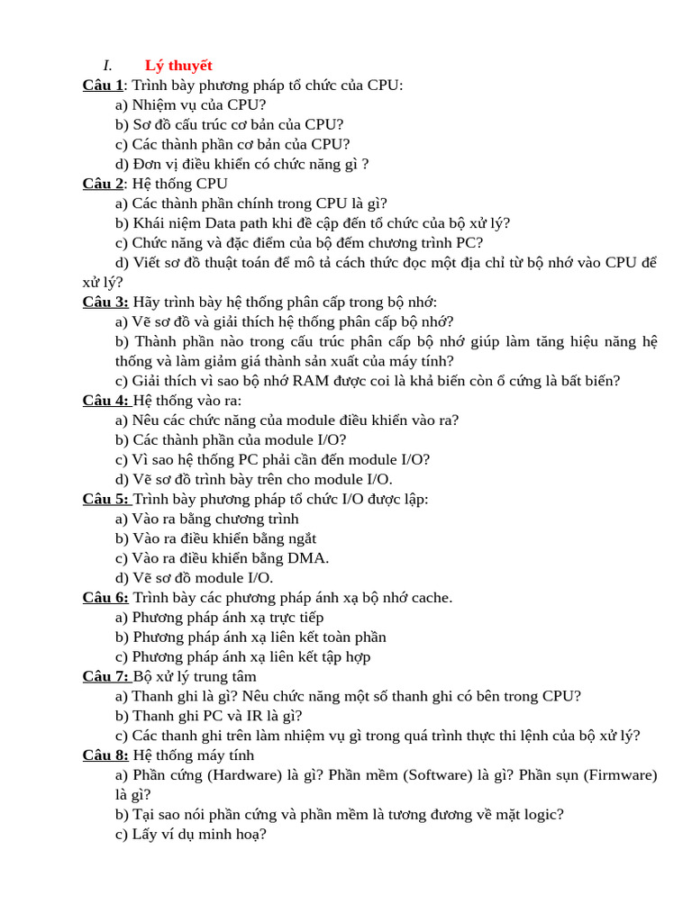 Ôn tập KTMT - 2022 | PDF