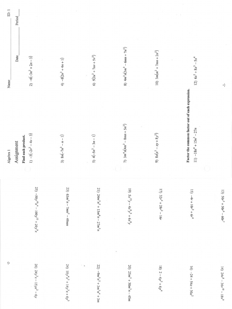 Multiply Factor Monomial | PDF