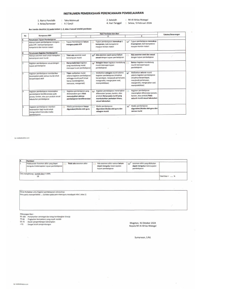 DOKUMENTASI SUPERVISI MI Al Ikhlas | PDF