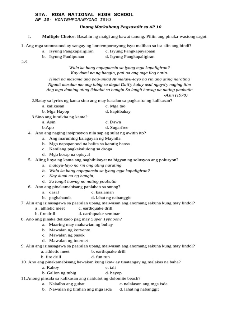 Ap10 1ST Grading | PDF