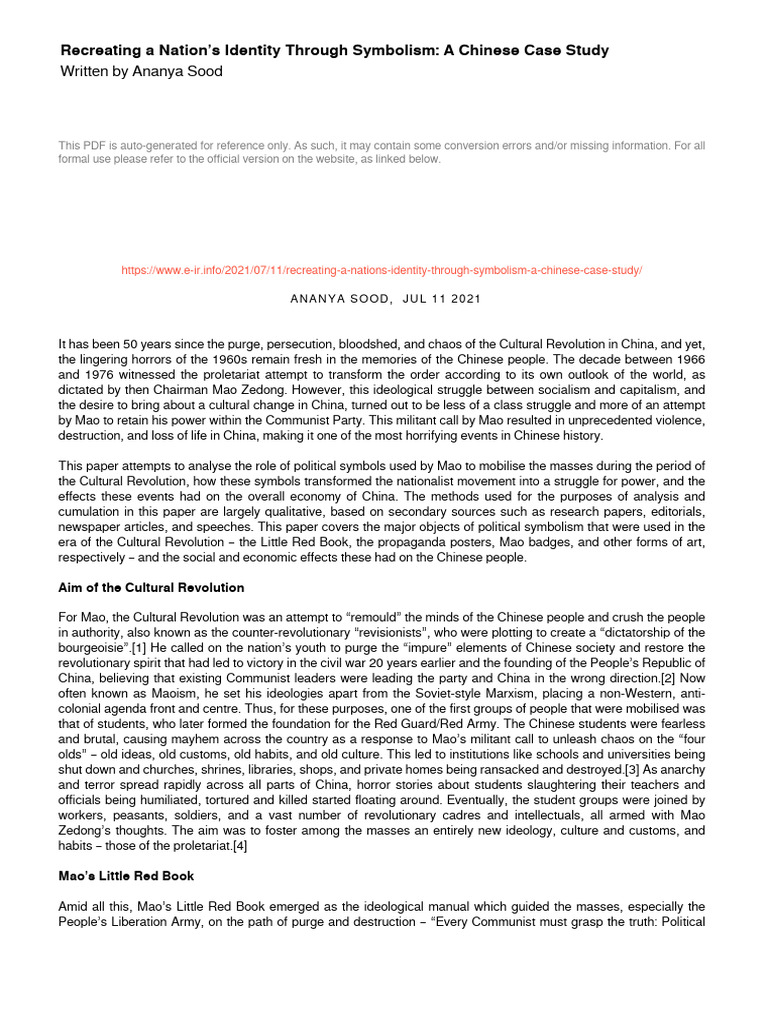 Recreating A Nations Identity Through Symbolism A Chinese Case Study ...